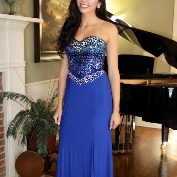 Masquerade | Dresses | Masquerade Vivid Blue Evening Gown With Sequins ...